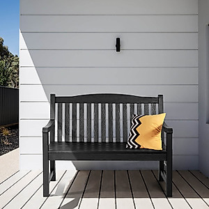 Outdoor Bench Set of 2 , All Weather Resistant Poly Lumber 2-Person Weatherproof Patio Garden Bench, Will not rot and fade, Outside Bench Suit for Garden, Porch ,Balcony, Poolside, Park - Black