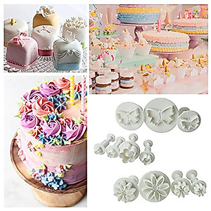 Soleebee 114 Pcs Cake Decorating Tools Fondant Cake Baking Decorating Sugar Craft Icing Tools Plunger Cutters Snowflake Rose Flower Moulds Set Letter Cookie Cutters Rolling Pin Equipment Accessories