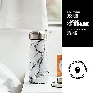 S'well Stainless Steel Traveler - 16 Fl Oz - White Marble - Triple-Layered Vacuum-Insulated Travel Mug Keeps Coffee, Tea and Drinks Cold for 24 Hours and Hot for 12 - BPA-Free Water Bottle