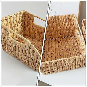 ibasenice Magazine small cabinet magazine storage holder multipurpose wicker table basket bread basket decorative storage basket bread container basket home field Toy finishing basket