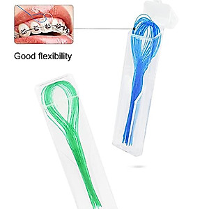 FreshDear Floss Threaders for Braces, Bridges, and Implants, Green 100 Counts and Blue 100 Counts (Pack of 4, Total 200 Counts)