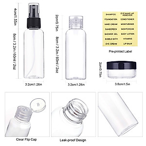 YICTEK Travel Bottles Containers for Toiletries Tsa Approved with Clear Quartz Size Bag, Refillable Plastic Bottles Kit for liquids