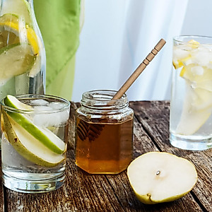 3 oz Hexagon Glass Jars with Gold Lids, 30 Pack Honey Jars Canning Jars Small Spice Jars for Jelly, Herb, Jams, Candy, Wedding Favors, Includes Labels and Pen