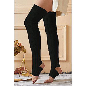 Leoparts Women's Extra Long Stirrup Leg Warmers Winter Knitted Over Knee Thigh High Footless Socks