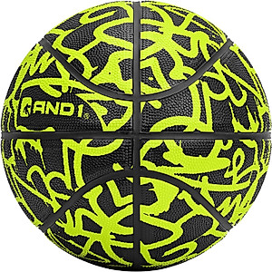 AND1 Fantom Graffiti Rubber Basketball Game Ready, 27.5 Inches, Youth Size 5, Made for Indoor and Outdoor, Sold Deflated (Pump NOT Included), Volt