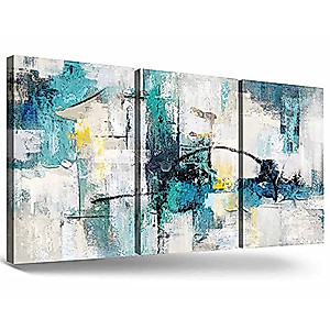Teal Blue Wall Art Gray Black Turquoise Wall Décor for Living Room Modern Abstract Canvas Painting for Bathroom Bedroom Kitchen Dining Room Office Decor Home Decorations NON-Handmade NON-3D 36''x16''