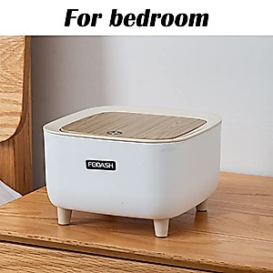 URALFA Mini Countertop Trash can，Mini Desktop Wastebasket with Lid，Tiny Garbage Can for Office,Bathroom Vanity, Desktop, Tabletop or Coffee Table,0.5 Gallon White Square Wastebasket