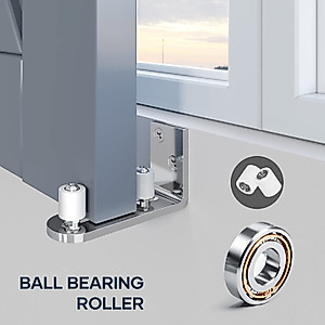 EaseLife Sliding Barn Door Bottom Floor Guide,Ball Bearings Adjustable Stay Roller,Wall Mount System,Flush Flat Bottom Design,2 Assemble Setup Options,Fit All Size Door,Brushed Chrome