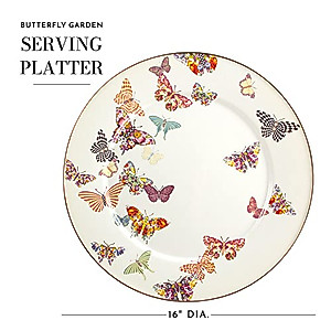 MACKENZIE-CHILDS Butterfly Garden Serving Platter, Large 16-Inch Enamel Serving Dish