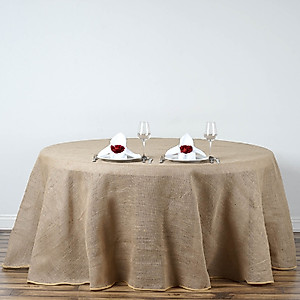 TABLECLOTHSFACTORY Fine Rustic Burlap Tablecloth Round 120" Natural Tone