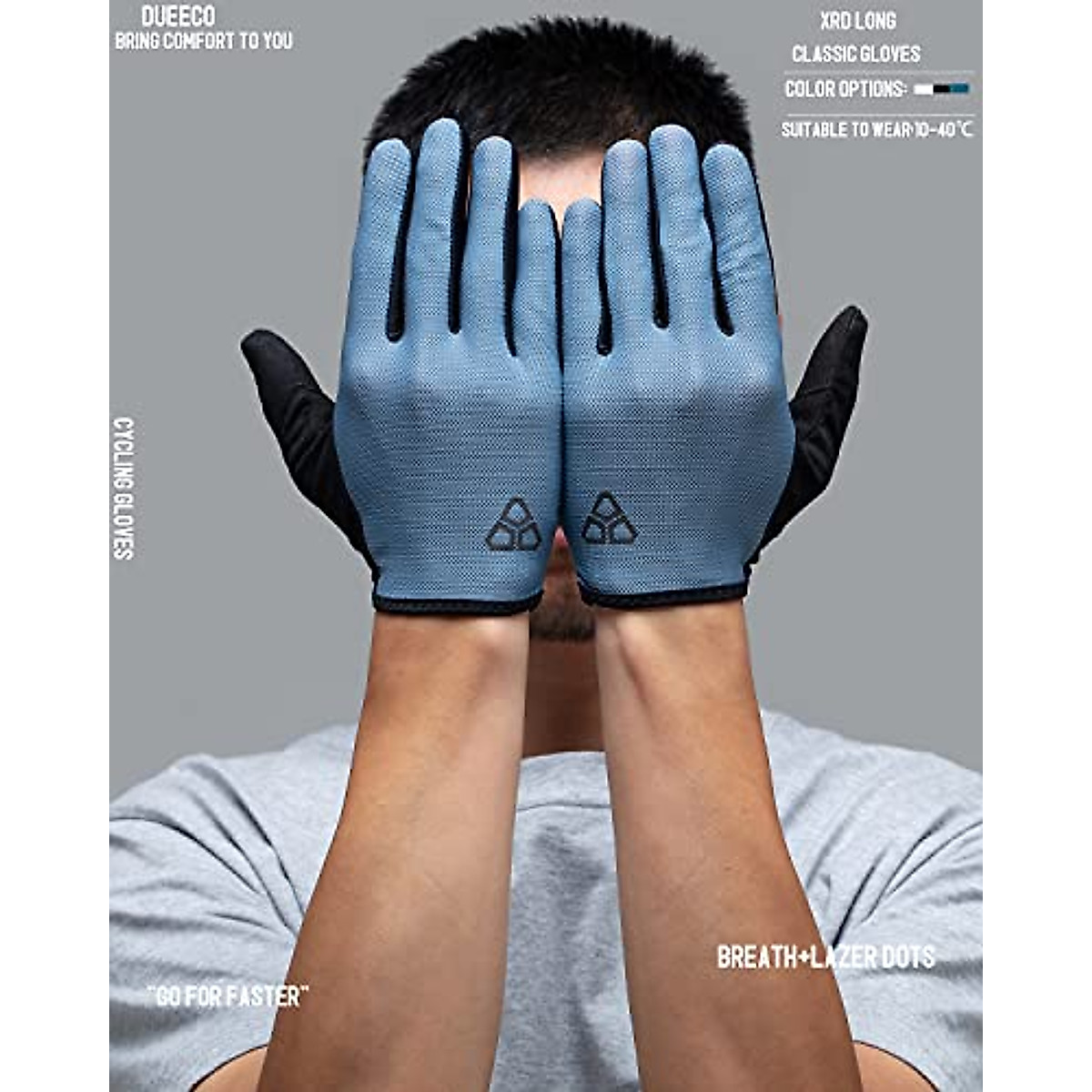 DUEECO Cycling Gloves,Bicycle Gloves,Bike Gloves for Men Women with 3MM XRD Padding Palm Classic Mountain Bike Gloves Riding Gloves On Road MTB Gloves with Touch Screen Medium(Palm Width 8-8.5cm)