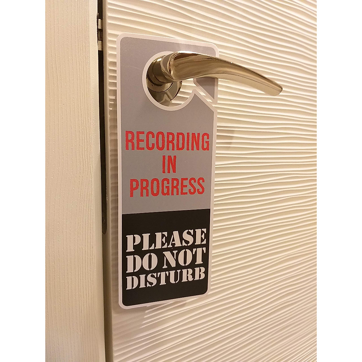 CLEVER SIGNS Recording in Progress - Please Do Not Disturb Sign, Door Knob Hanger 2 Pack, Double Sided, Ideal for Using in Any Room.