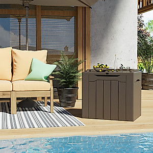 Greesum 31 Gallon Resin Deck Box All Weather Outdoor Storage Boxes for Patio Furniture Set,Outdoor Toys,Garden Tools,Brown