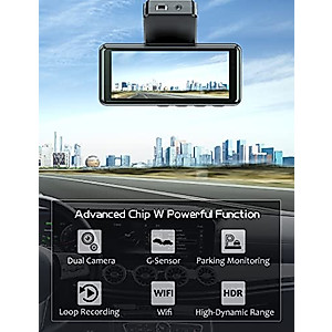 Milerong Dash Cam Front and Rear, FHD 1080P WiFi Dash Cam Pro, Dash Camera with SD Card, 3.16" Screen Car Dashcam with Enhanced Night Vision,Adjustable Camera, 24Hrs Parking Mode, Motion Detection,WDR