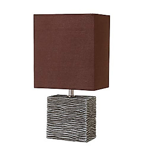 Amazon Basics Rectangular Poly Table Lamp with LED Bulb - 6" x 4" x 11.5", Brushed Nickel