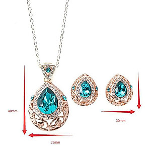 Woman Necklace Earrings Set Women Fashion Crystal Pendant Jewelry Decor Necklace + Earrings +Two-Piece Suit Elegant Women Jewellery Convenient and clever
