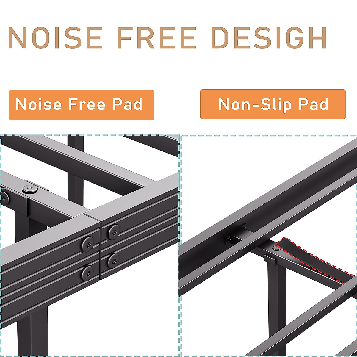 Hunlostten 14 in High Heavy Duty Full Size Bed Frame No Box Spring Needed, Reinforced Metal Bed Frame Full Platform, Rounded Edge, Surdy Steels, Easy Assembly