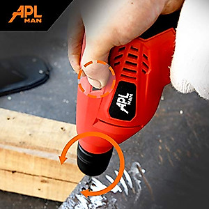 APLMAN Power Electric Drill,Variable Speed Drill with 6 Pcs Drill Bit and 6 Pcs Screwdriver,6 Foot Gord,Reversable Wired,Carrying Case & Accessories