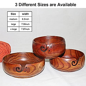 Wooden Yarn Bowl with Holes Holder 7.87''×3''Rosewood Handmade Craft Knitting Bowl Storage Knitting and Crocheting Accessories Kit Organizer, Perfect for Mother's Day and Christmas Gift