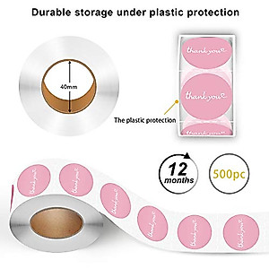 Thank You Stickers,1.5 Inch Pink Thank You Sticker Roll for Business,500 Pcs Thank You Labels for Gifts Bags,Envelopes,Bubble mailers& Bags