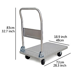 Platform Truck Heavy Platform Truck Steel Folding Push Cart 360 Degree Swivel Wheels Moving Dolly Cart Flat Handtruck Portable Flatbed Cart Reliable