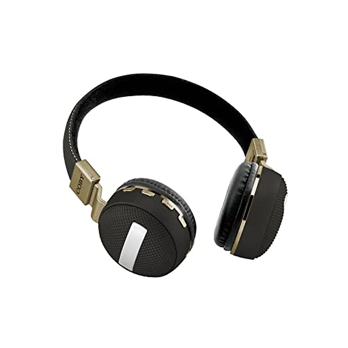 Coby Bluetooth Wireless On-Ear Headphones - Portable Folding with Microphone, Music and Call Controls, FM Radio, 10 Hour Battery Life, 33 Feet / 10 Meter Range (Black Gold)