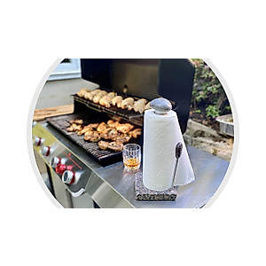 Premium Granite Paper Towel Holder - Free Standing Kitchen Paper Towel Roll Holders with Granite Base for Easy One Handed Use - Holds Standard or Jumbo-Sized Rolls (Each Holder is Unique) Made in USA