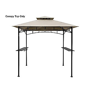 APEX GARDEN Replacement Canopy Top CAN ONLY FIT for Model #L-GG001PST-F 8' X 5' Brown Double Tiered Canopy Grill BBQ Gazebo (Top Only) (Beige)