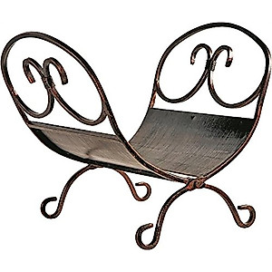 Rocky Mountain Goods Decorative Indoor Log Rack - Heavy Duty Iron with Antique Bronze Finish - Perfect Size for Indoor use - Pre Assembled - Decorative Log Holder Design and Finish