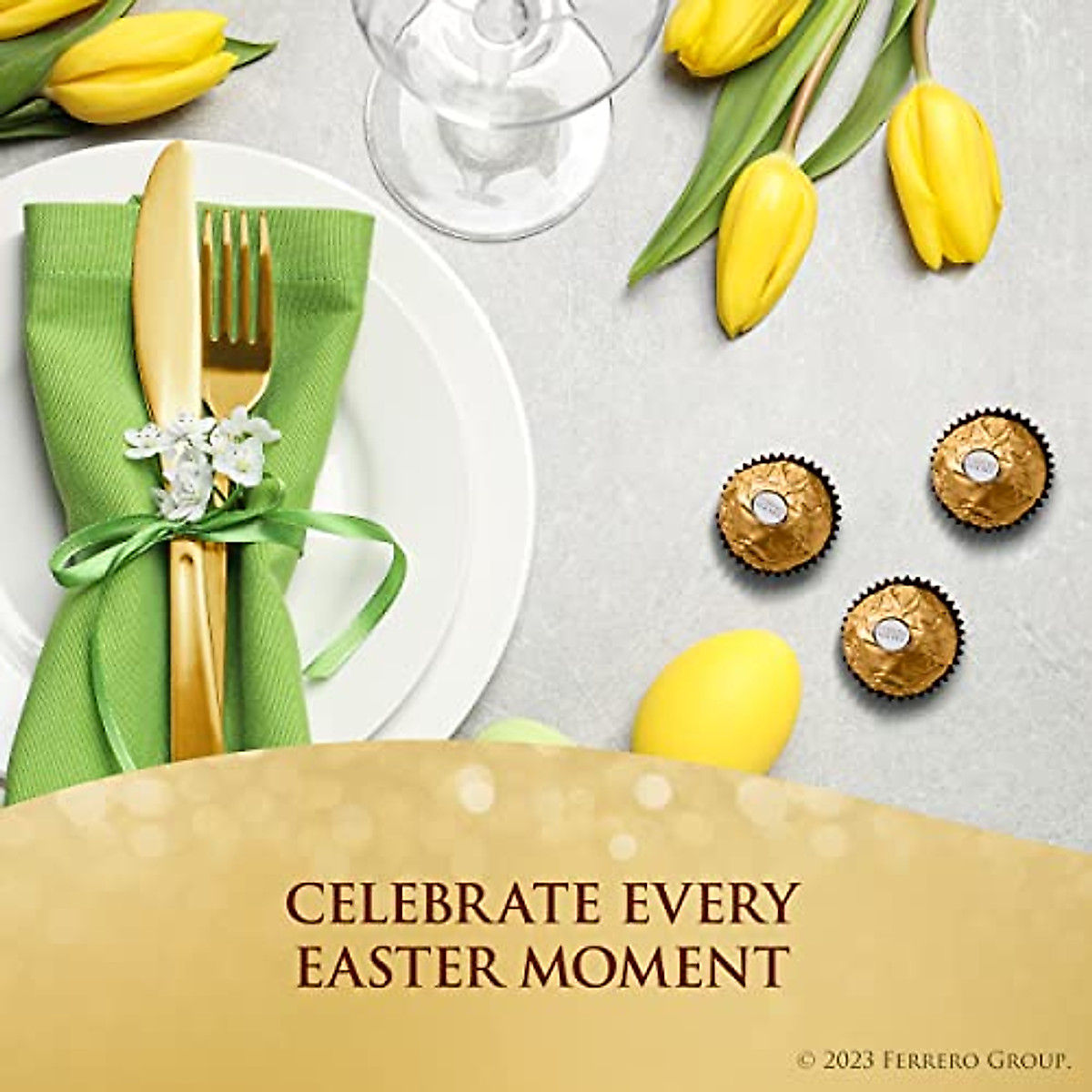 Ferrero Rocher Premium Gourmet Milk Chocolate Hazelnut, Individually Wrapped Candy for Gifting, A Great Easter Gift, 42 Count