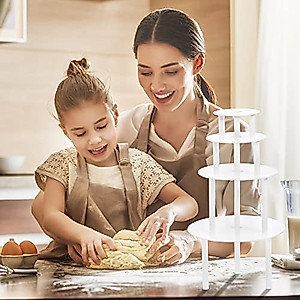 ZEAYEA 24 Pieces Cake Dowel Rods with 8 Pieces Cake Separator Plates for 4, 6, 8, 10 Inch Tiered Cakes, Plastic Cake Sticks Support Rods with Cake Board for 4 Tiered Cake Construction and Stacking