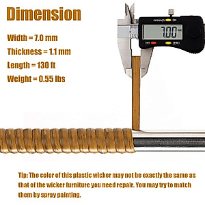 Laphivieh 130 Ft Light Wood Grain Plastic Wicker Repair Kit with Stainless Steel Weaving Tool, Plastic Rattan Material for Patio Rattan Furniture Repair Replacement Supplies