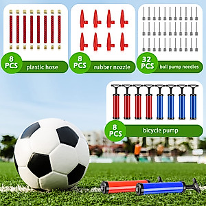 Chumia 8 Sets Ball Pumps Air Pump Bulk for Balls with Needle, Nozzle, Extension Hose Sports Ball Tool for Soccer Basketball Football Volleyball (Blue, Red)