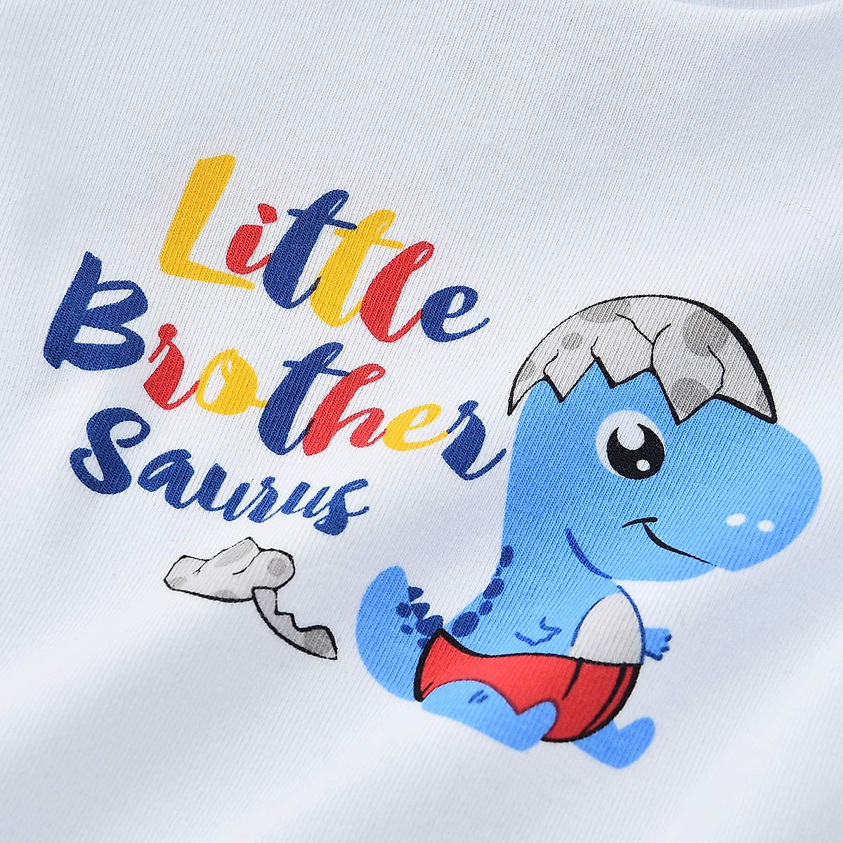 Little Brother Saurus Bodysuit Baby Boys’ Dinosaur Newborn Romper Gift (White, 3-6 Months)