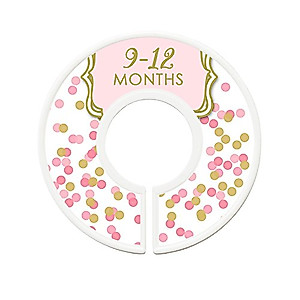 Modish Labels Baby Clothes Size Dividers, Baby Closet Organizers, Size Dividers, Baby Closet Organizers, Closet Dividers, Clothes Organizer, Girl, Pink, Gold, Confetti, Dots, Clean Modern (Baby)