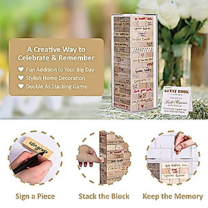 Wedding Guest Book Alternative, 54 PCS Wooden Block w Acrylic Display Box, Guest Book for Wedding Sign in, Baby Shower, Guestbook for Wedding, Wedding Book w 4 Paper Signs and 4 Color Pens
