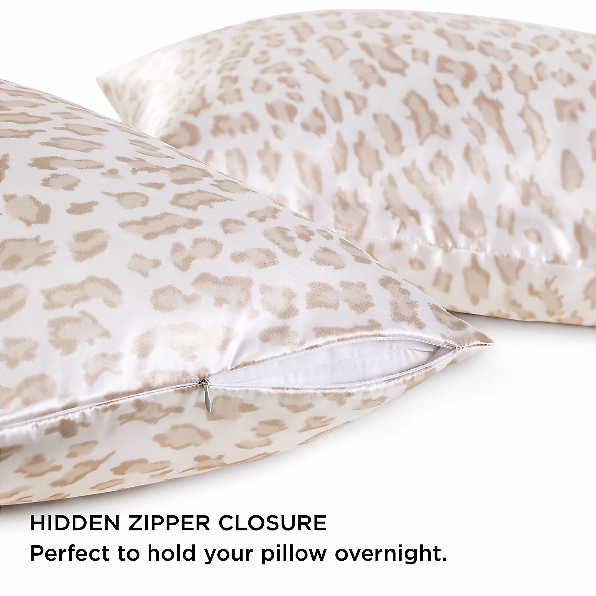 Bedsure Satin Pillowcase with Zipper 2 Pack Queen Size 20''x30'' - Similar to Silk Pillowcases for Hair and Skin, Silky & Soft Zip Satin Pillow Case Set of 2 (Leopard, 20x30 Inches)