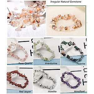 Jewdreamer 20Pcs Natural Gemstone Bracelets Chakra Crystal Irregular Chips Beads Stretch Bracelets for Women Align Chakras/Conquer Fear/Increase Communication Reiki