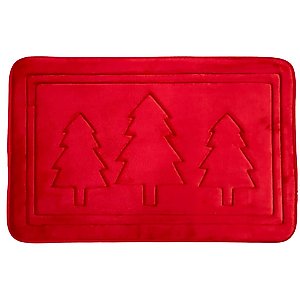 Serafina Home Luxury Holiday Trees Christmas Red Memory Foam Anti Fatigue Bathroom Floor Mat Rug Kitchen Foyer Office Entry Way