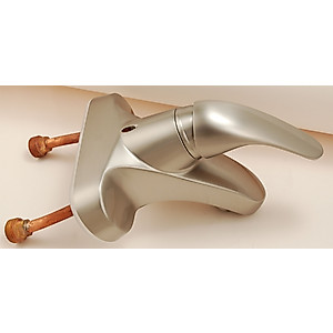 4" Single Handle Bathroom Commercial Lavatory Centerset Faucet with Matching Pop-Up Drain, Brass Built in Satin Nickel Finish, Washerless - by Plumb USA