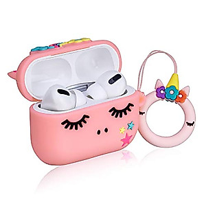 Mulafnxal for Airpod Pro 2019/Pro 2 Gen 2022 Case, Cute Cartoon Silicone Air pods Cover, 3D Funny Unique Fun Cool Keychain Kits Soft Skin Cases Kids Boys Teens Girls for Airpods Pro (Flower Unicorn)