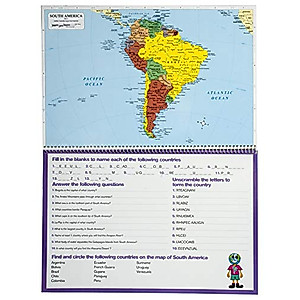 Painless Learning Educational Workbook Eight Geography Full Color Detailed Laminated Maps USA,World,Canada,Mexico,South America,Europe,Africa and Asia