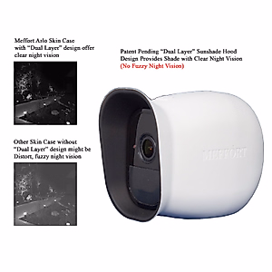 Silicone Case Skin with Dual Layer Sunshade Design, Clear (Not Fuzzy) Night Vision - Sun Glare UV Weather Protection Cover Compatible with Arlo Pro & Arlo Pro 2 Camera, 3 Pack (White)