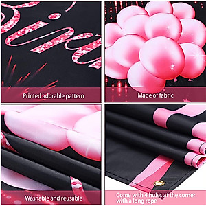 Happy Birthday Backdrop Banner Large Black and Rose Gold Glitter Sign Poster Photo Background for 30th 40th 50th 60th 70th 80th Birthday Party Decorations Supplies