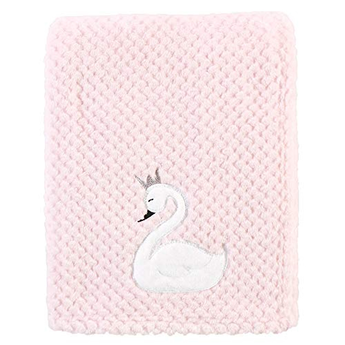 Hudson Baby Unisex Baby Plush Waffle Blanket, Swan, One Size