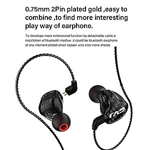 CVJ CSA in Ear Monitor, Dual Magnetic DD and 1BA in-Ear Earphone Noise Isolating IEM Earphone/Earbud/Headphone with Resin Cavity,Wired Earbuds with 0.75mm 2Pin Detachable Cable(with Mic, Black)
