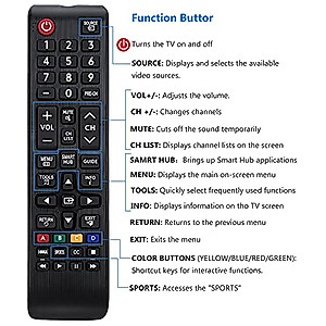 Angrox Universal Remote Control for Samsung-TV-Remote All Samsung LCD LED HDTV 3D Smart TVs Models