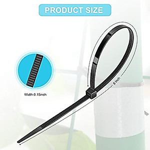 200pcs Zip Ties 8 Inch Black, Heavy Duty Zip Tie, 40lb Strength Cable Ties, Industrial Nylon Wire Tie Wraps for Garage and Workshop.