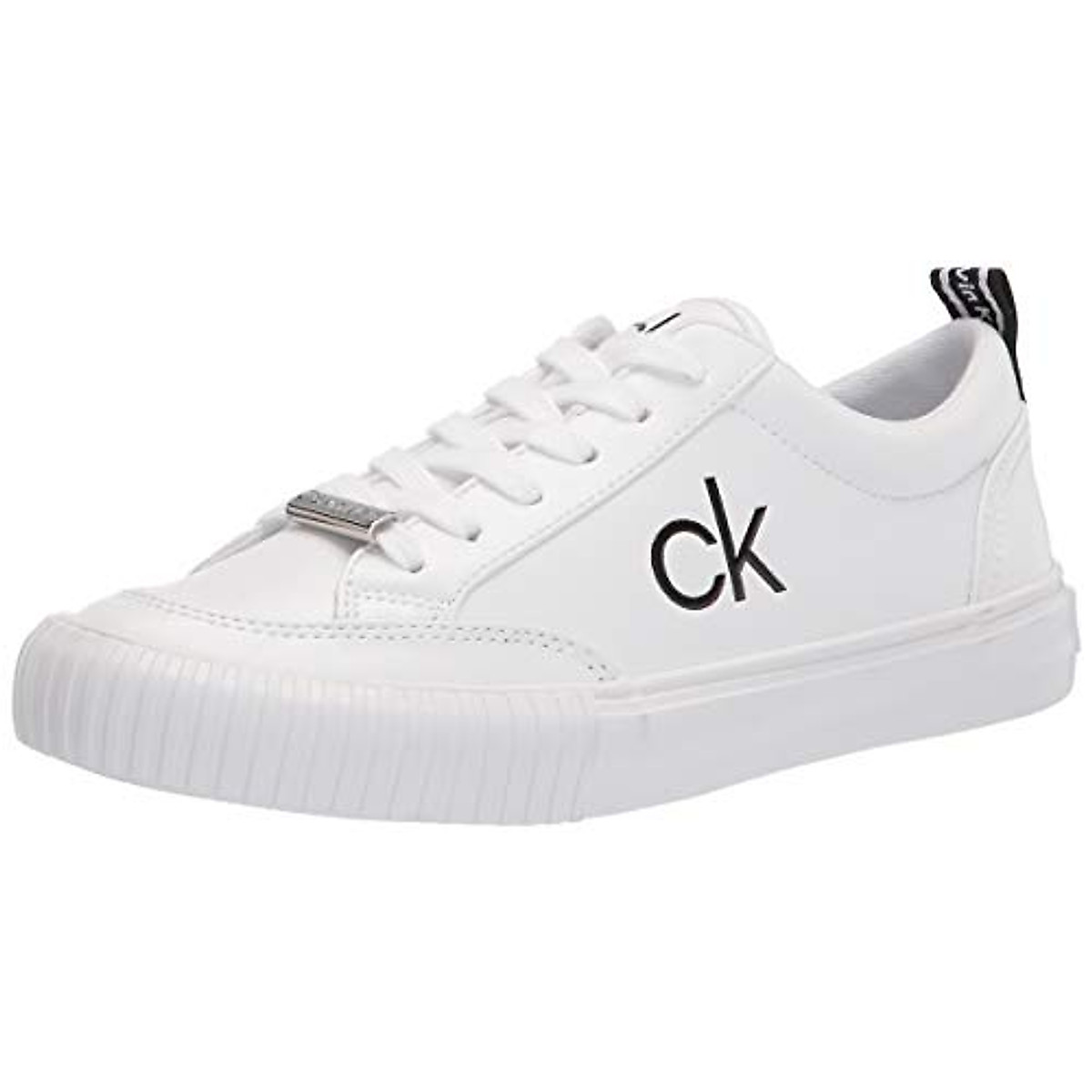 Calvin Klein Women's LARISS Sneaker, White 142, 7.5