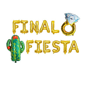 KUNGOON Final Fiesta Bachelorette Party Decorations,Mexican Fiesta Theme Bridal Shower/Baby Shower/Wedding/Birthday Party Decorations Set.(Gold)